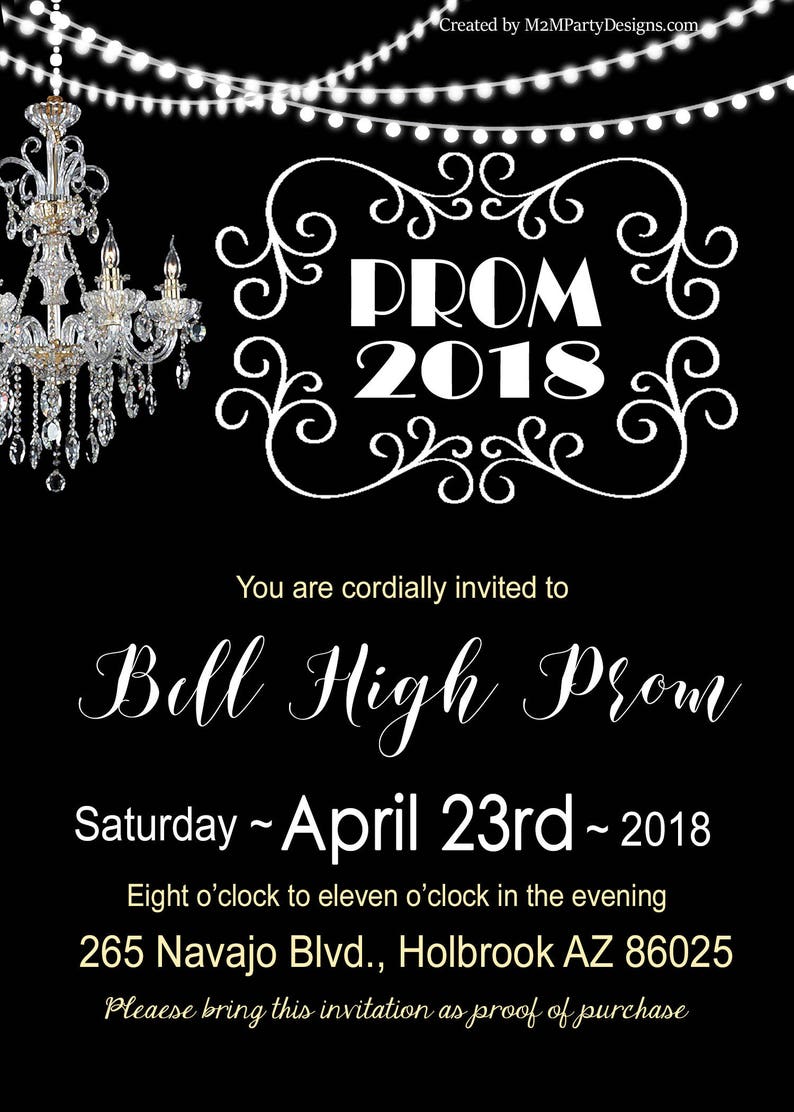 Fancy Prom Invitation. Flyer or Ticket. Ballroom Theme - Etsy
