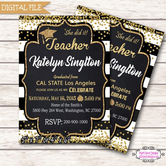 Teacher Graduation Invitation Invitation Personalized | Etsy