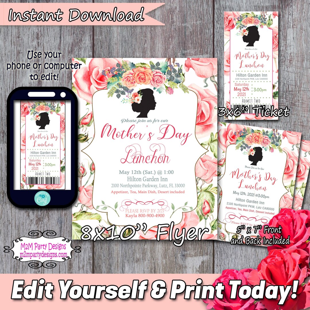 Mother's Day Celebration Flyer, Ticket, Invitation Church Community ...