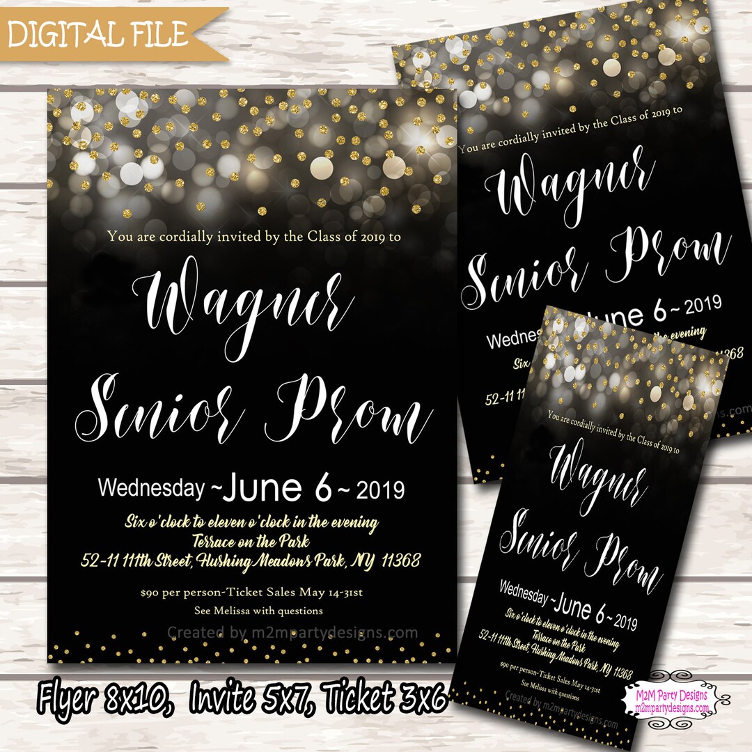 Prom Invitations, Starry Night, Gold Glitter, Under the Stars High ...