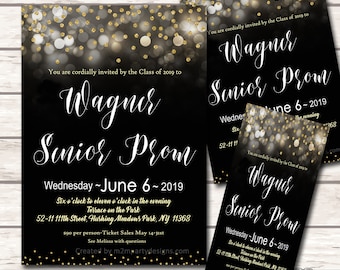 EDITABLE Prom Invitations Starry Night Gold Glitter Under | Etsy