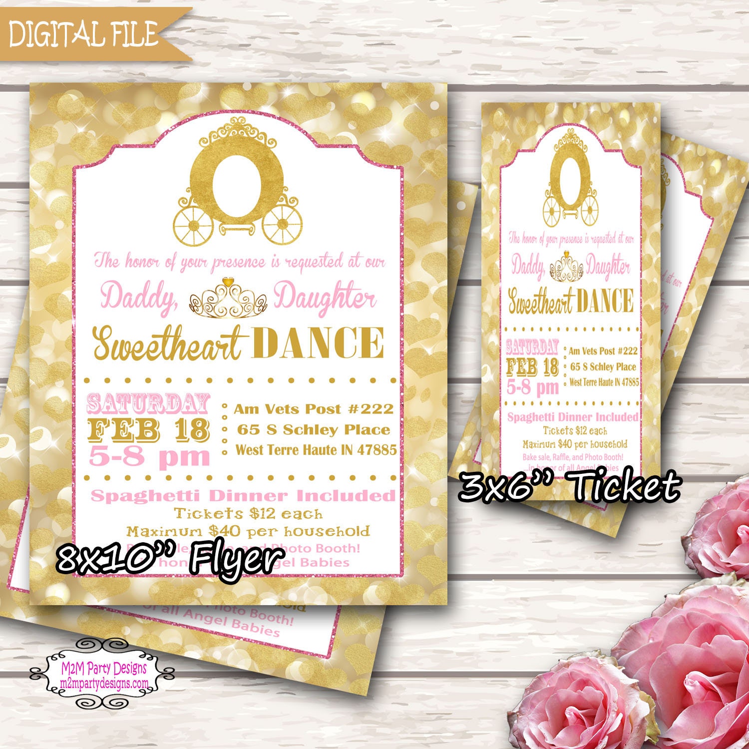 Daddy Daughter Dance Invitations Ticket or Flyer Dance | Etsy