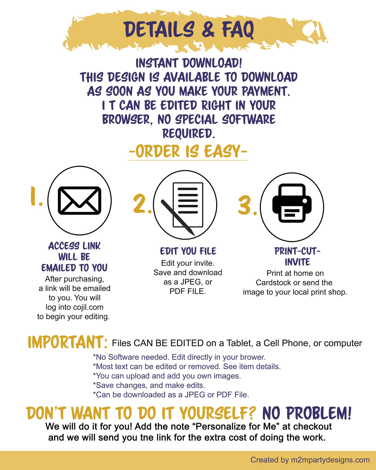 EDITABLE Prom Invitations Starry Night Gold Glitter Under - Etsy