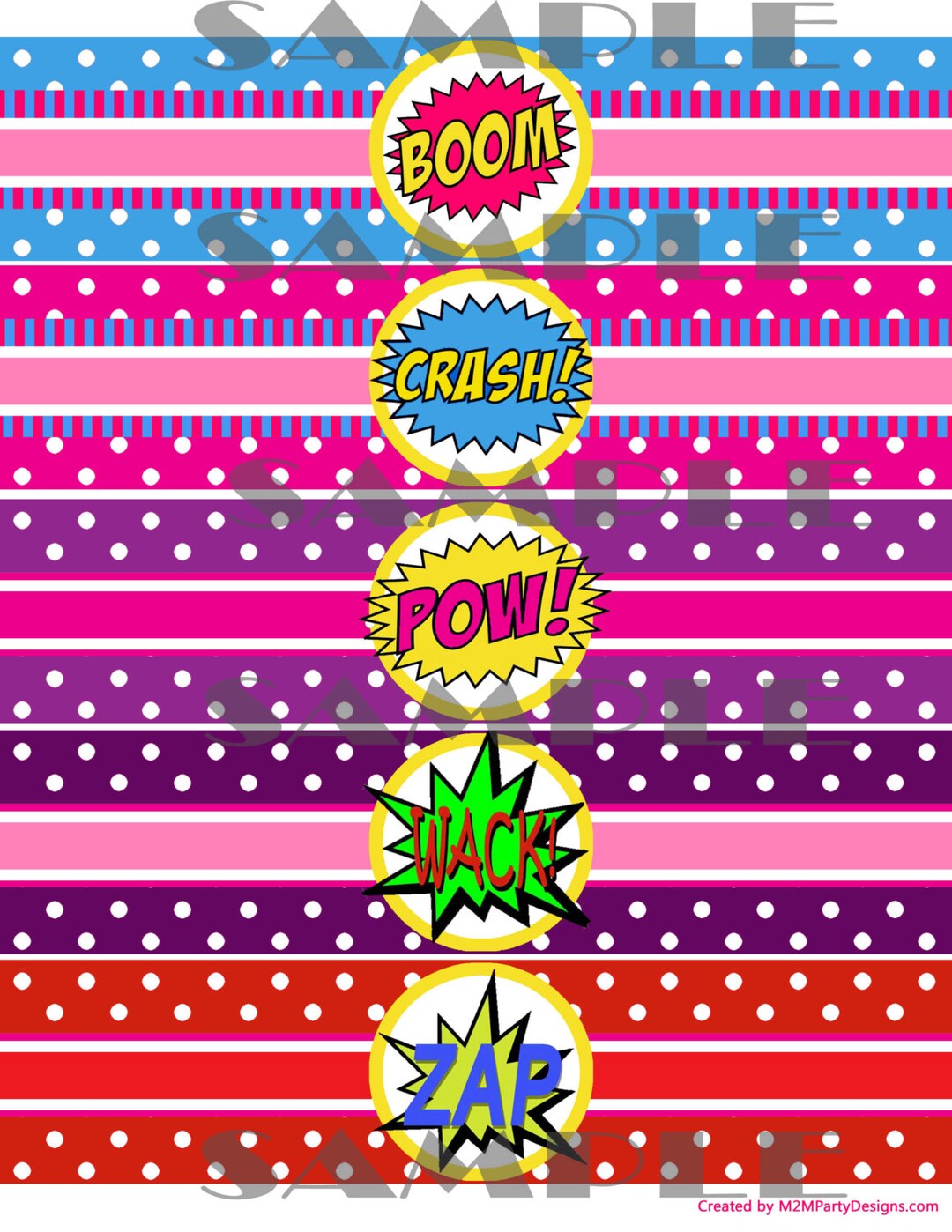 Comic Book Water Bottle Label Wrapper Printable Digital Instant ...