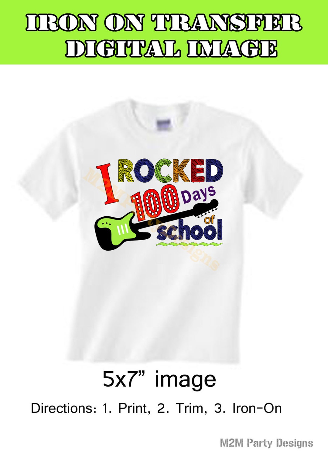 100th Day of School, Rock Star Iron on Transfer, Instant Download ...