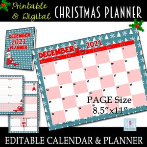 Printable Christmas Calendar and Planner, ELF Theme, Digital Weekly ...