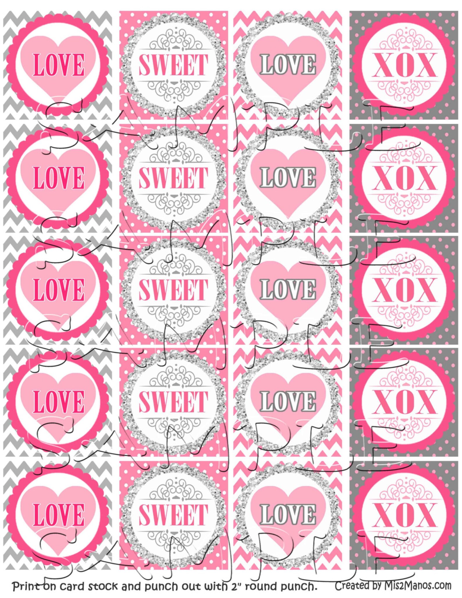 Valentine's Day Cupcake Toppers Printable DIY Set of 20 | Etsy