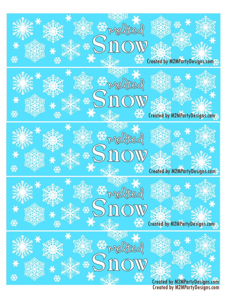 Melted Snow Water Bottle Labels Printable Instant Download | Etsy