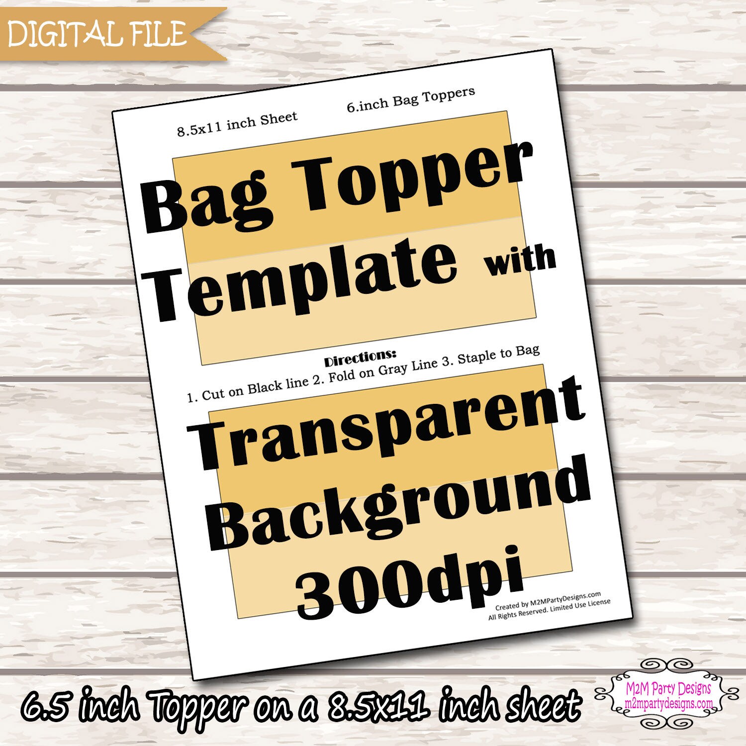 Bag Topper Template 6.5 inch Instant Download PSD and PNG | Etsy