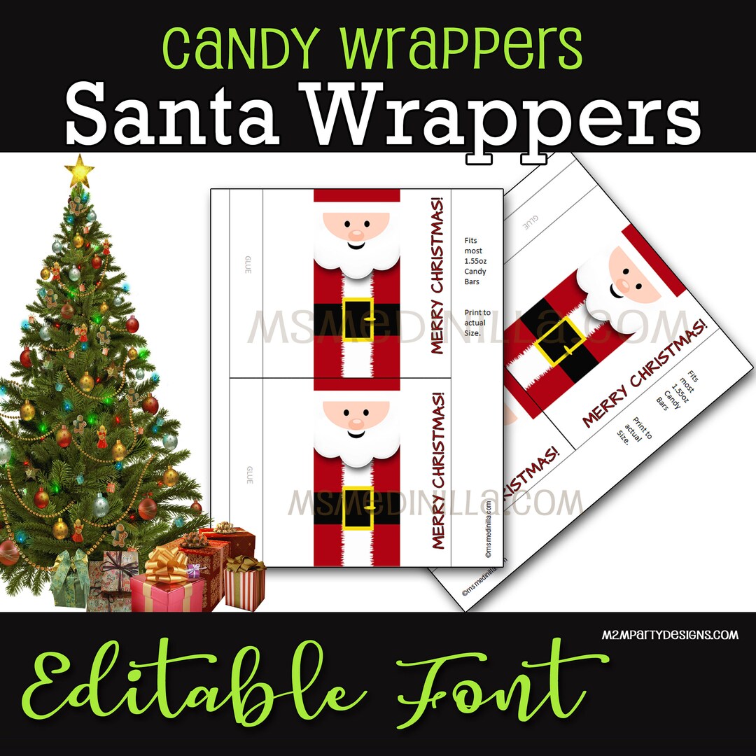 Editable Santa Chocolate Candy Wrapper: 1.55 Oz (digital Download) - Etsy