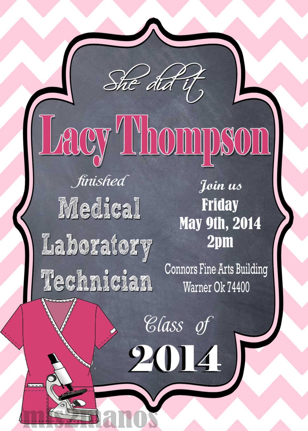 Medical Lab Tech Graduation Invitation, Personalized Printable (DIY) - Etsy