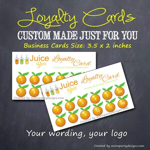 Customer Loyalty Cards Juice Customized Order Set of 10 Digital File 3. ...