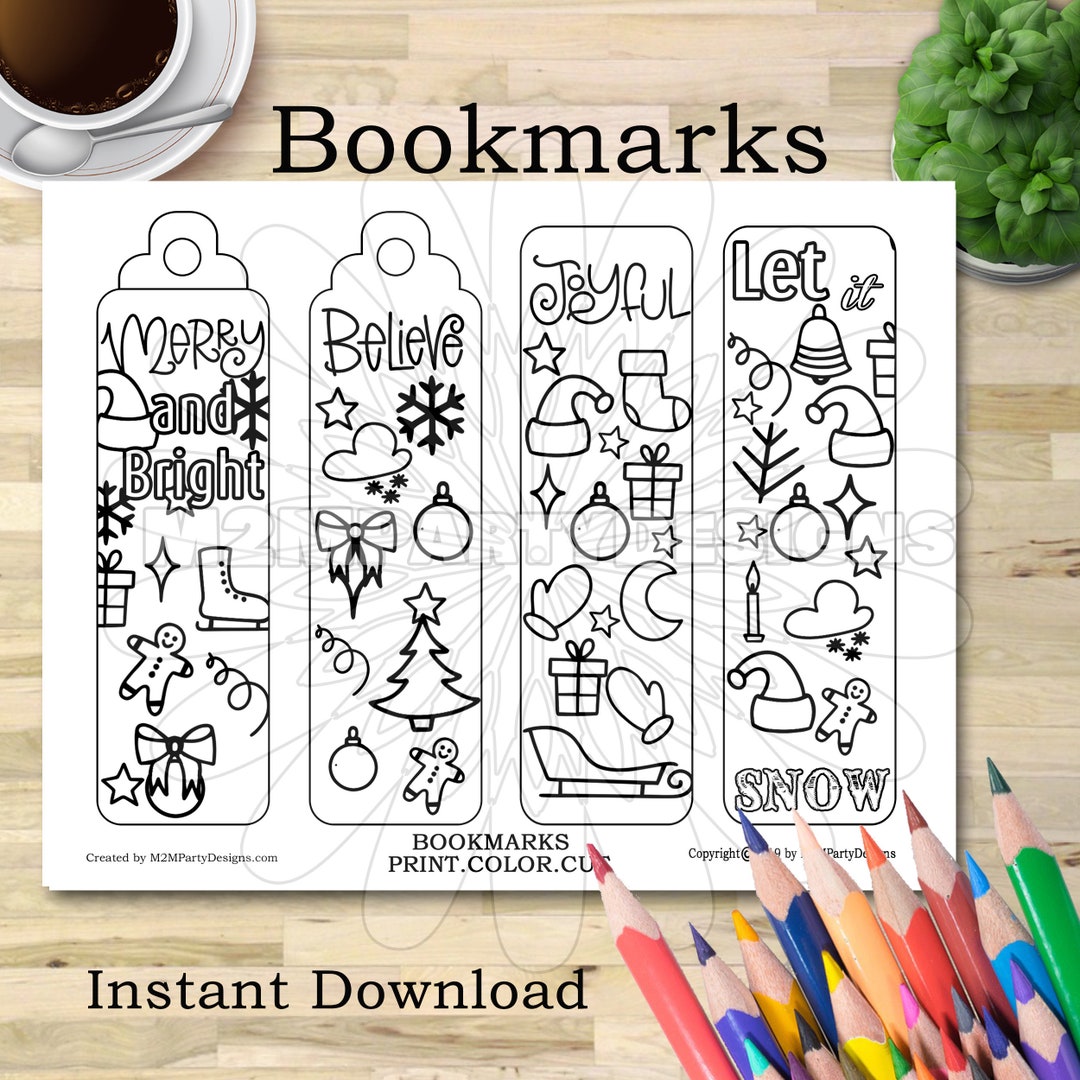 Christmas Bookmark Coloring Bookmarks Bookmark, Winter Holiday Coloring ...