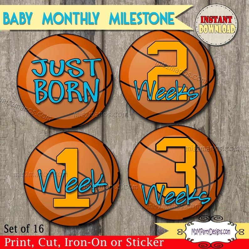 Basketball Baby Monthly Age Milestone Stickers / Iron Ons - Etsy