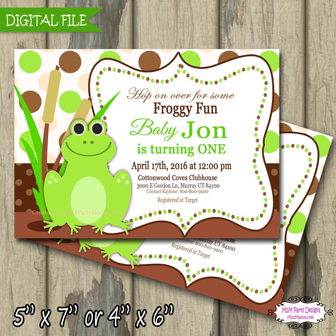 Frog Birthday Party Invitation Frog First Birthday Invitation Birthday ...