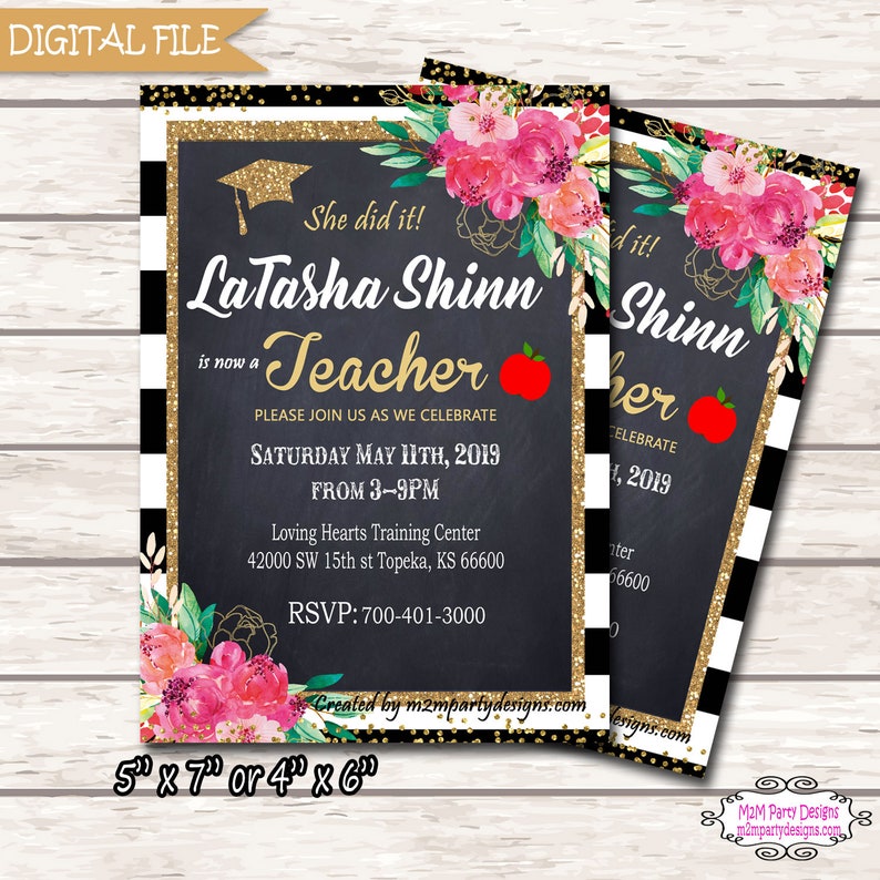 Teacher Education Degree Graduation Invitation Personalized | Etsy