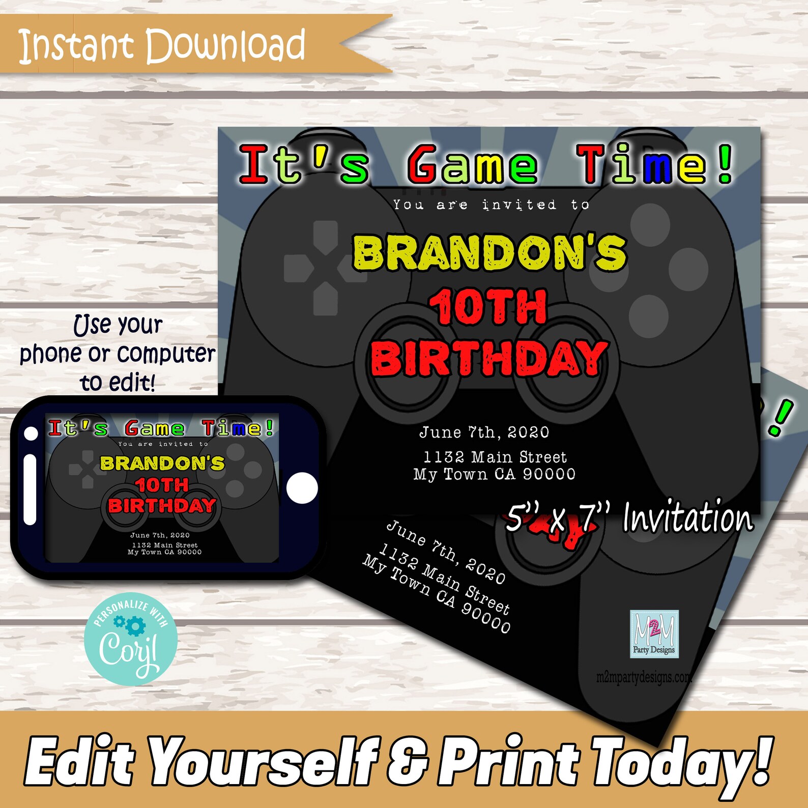 Gamer Gaming Birthday Party Printable Birthday Invitation - Etsy
