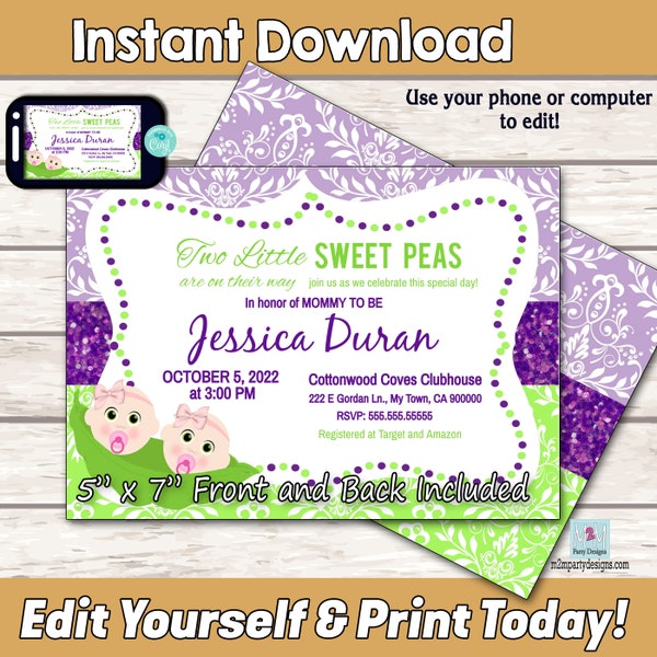 Two Peas in a Pod Invitation - Etsy