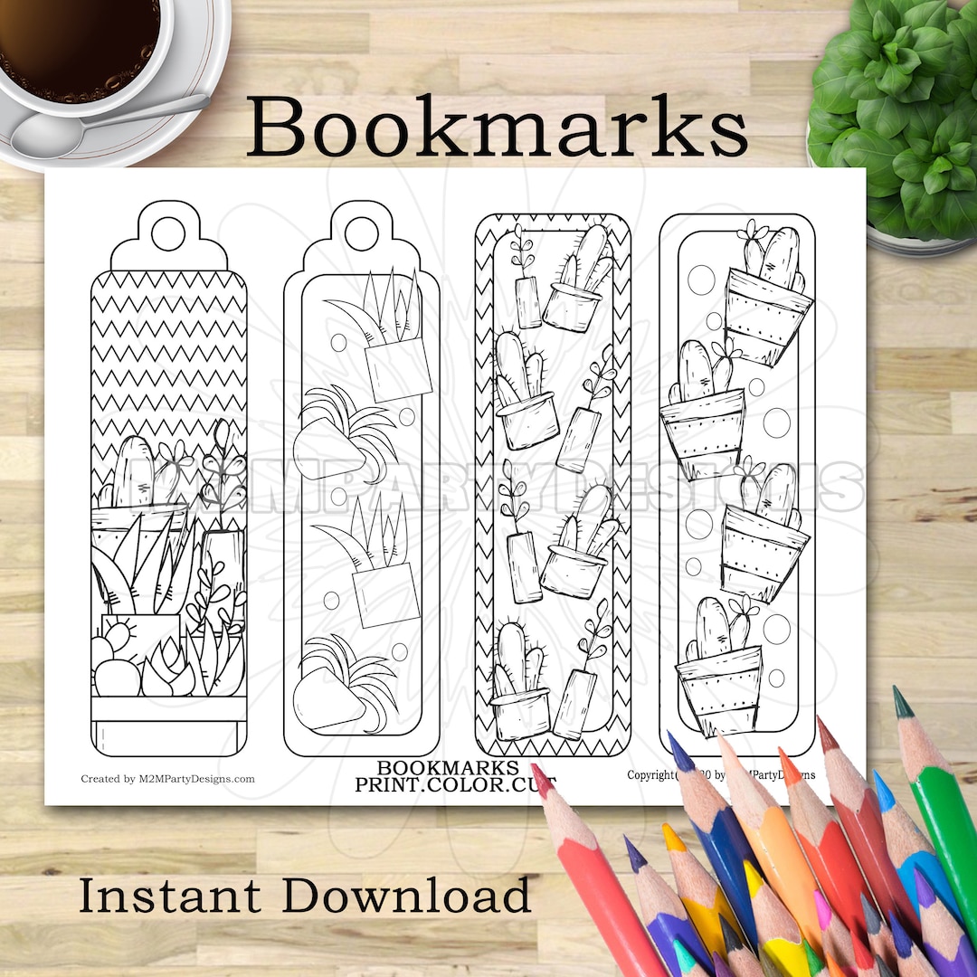 Cactus Bookmark Coloring Bookmarks Adult Bookmark, Cacti Coloring ...