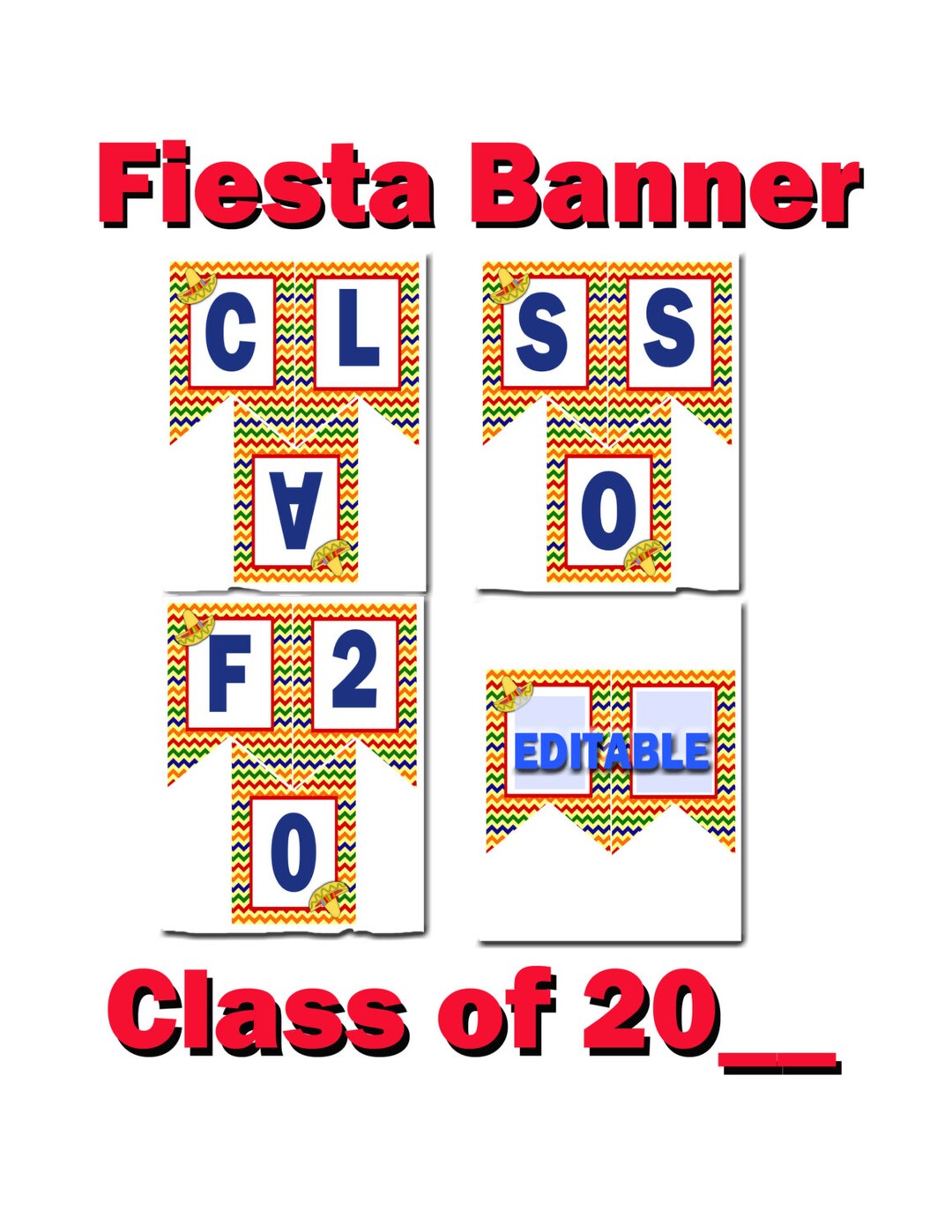 Fiesta Banner, Class of 2015 2016 INSTANT Download Party, Comic DIY ...