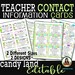 2 EDITABLE Teacher Contact Card Templates Back to School Candy Land ...