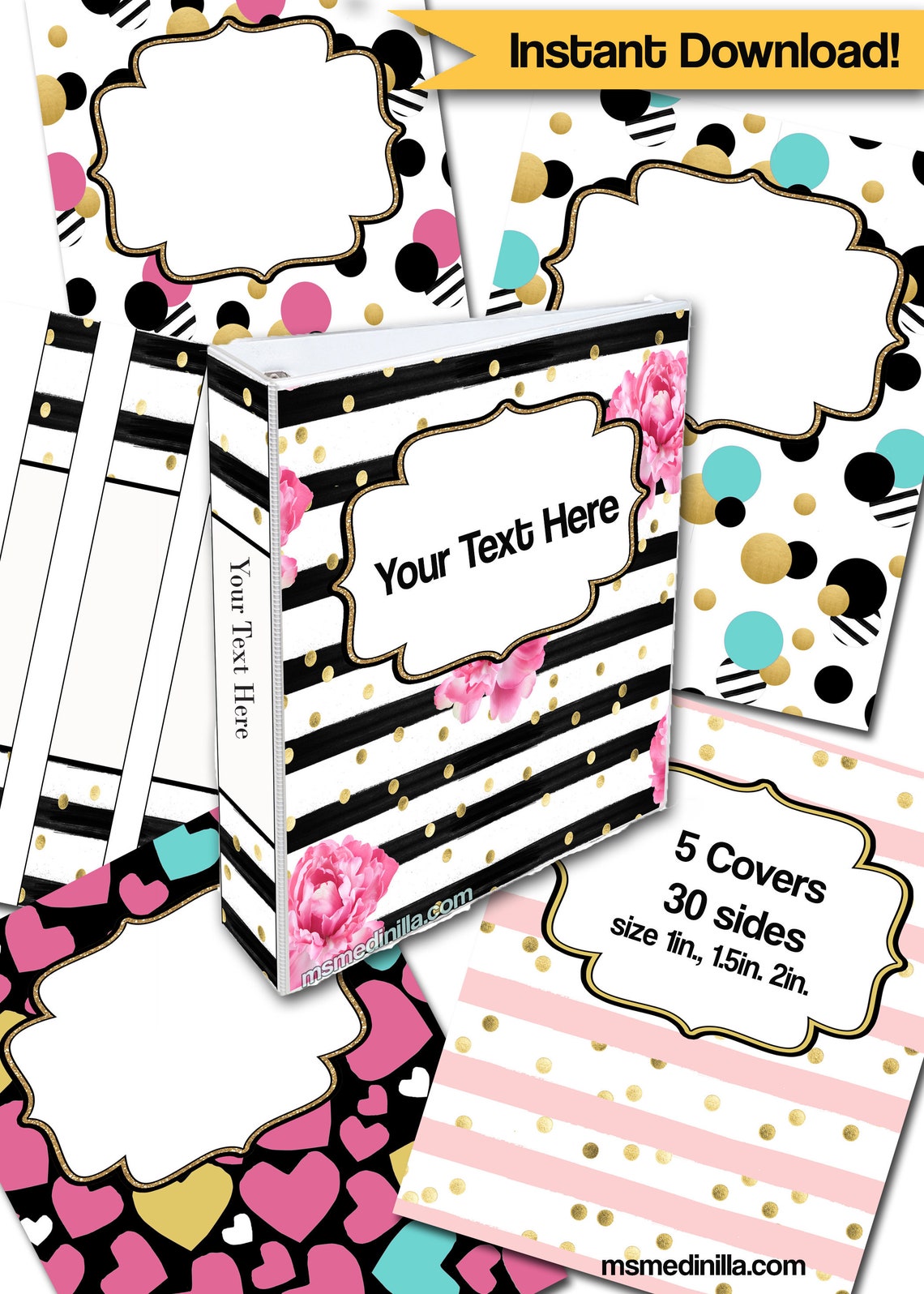 Black White Gold Binder Covers Super Student. Teacher Editable - Etsy