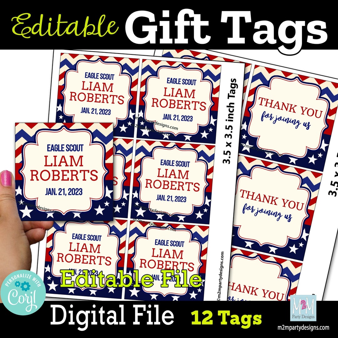 Eagle Scout Gift Tags EDITABLE Boy Scout Hang Tags Gifts - Etsy