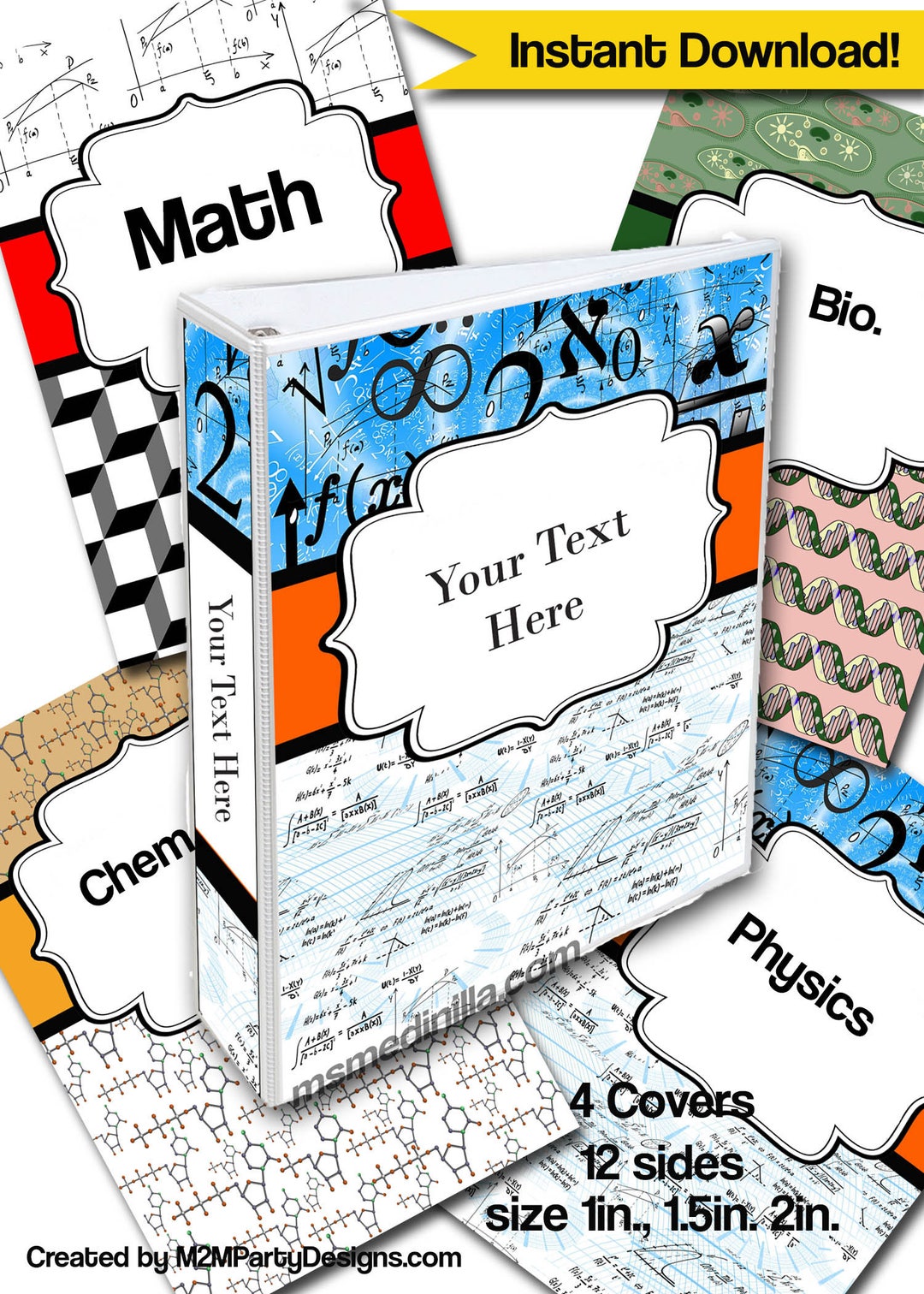 Binder Covers Science Student. Teacher Editable Printable Set of 4 ...