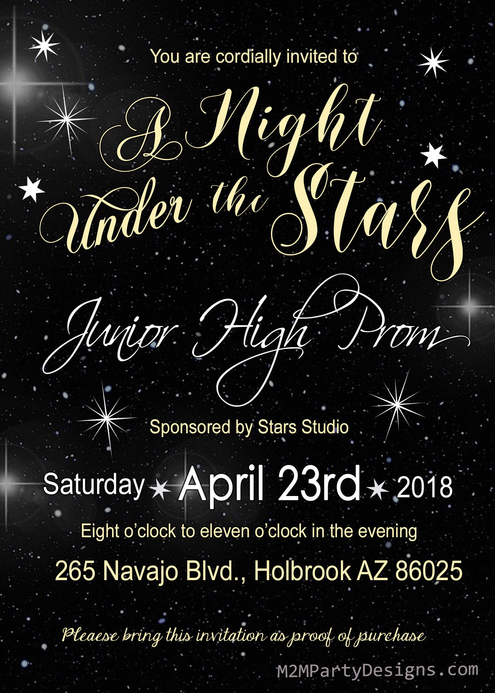 Prom Invitations Starry Night Gold Glitter Under the Stars - Etsy