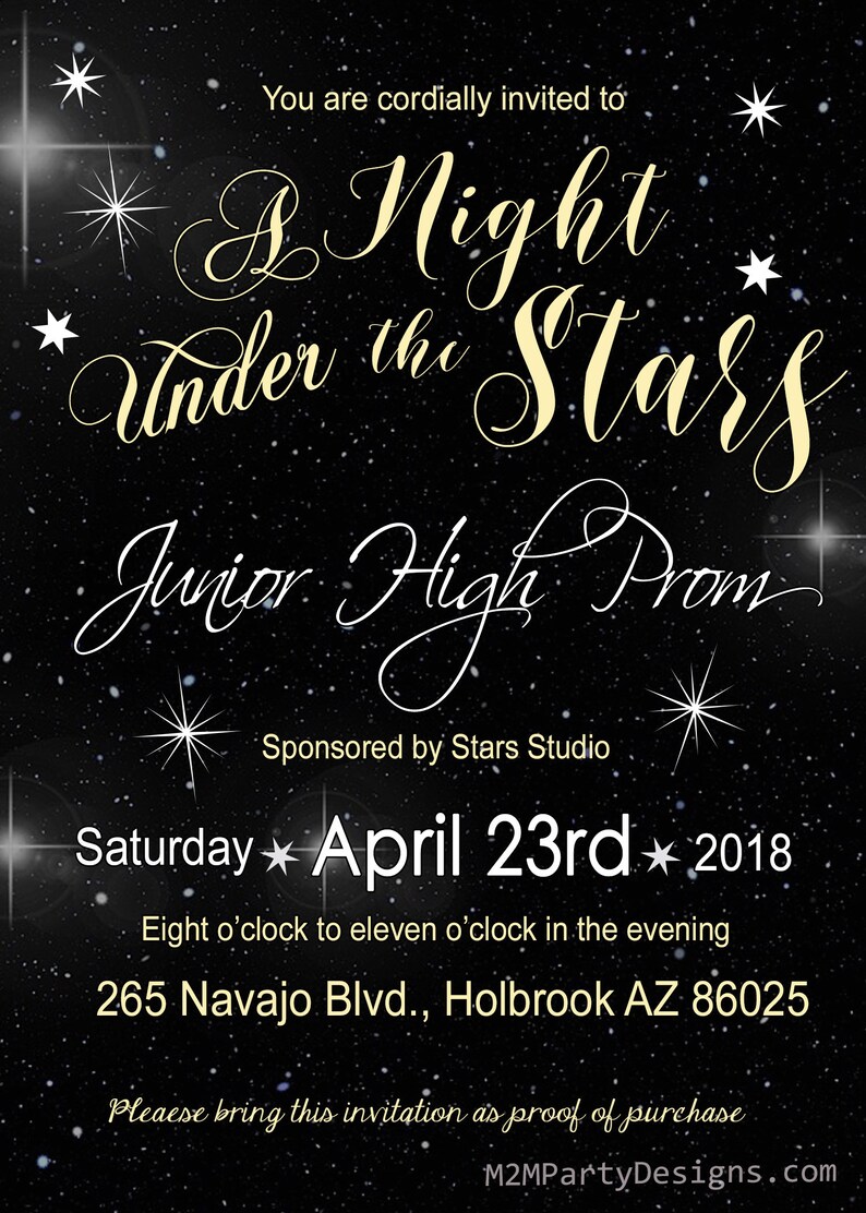 Prom Invitations Starry Night Gold Glitter Under the Stars - Etsy UK