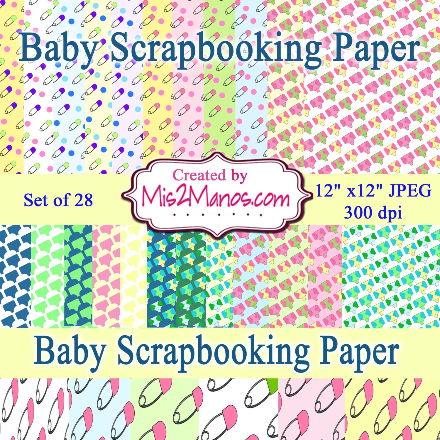 Baby Clip Art Digital Clipart Diaper Pins Bib Baby Feet - Etsy
