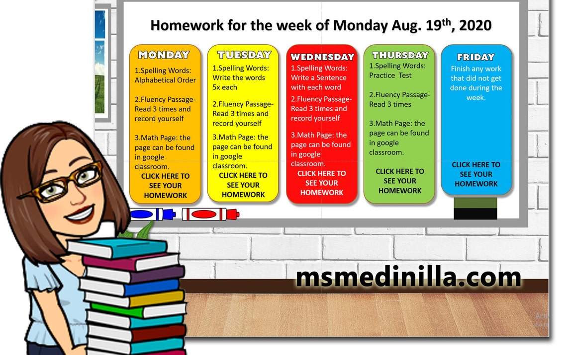 Homework Distance Learning Template Virtual Classroom Easy - Etsy