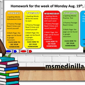Homework Distance Learning Template, Virtual Classroom Easy Editable ...