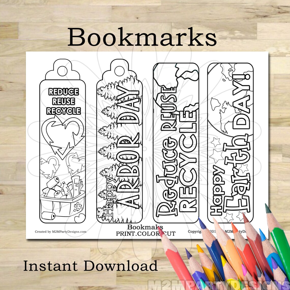 Arbor Day Coloring Bookmarks: Earth Day Printable (digital Download) - Etsy