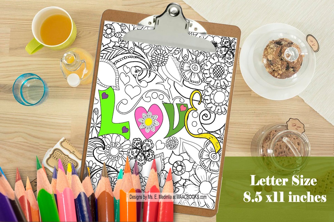 Printable Adult Coloring Book Valentine's Day PRINTABLE, PDF File, 5 ...