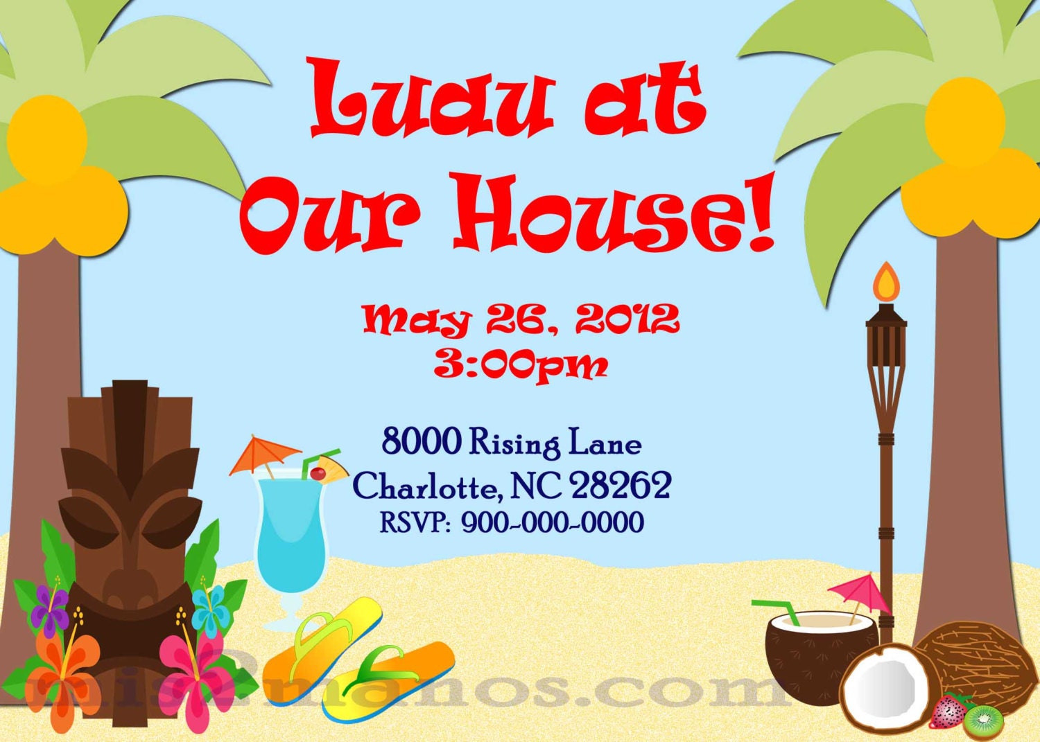 Luau Invitations DIY Custom Printable Aloha Party Print at | Etsy