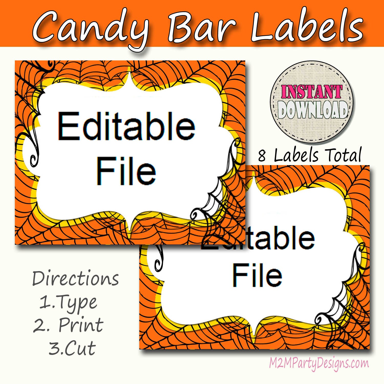 Printable Halloween Labels, Use at Candy Bar or as Tent Cards, Place ...