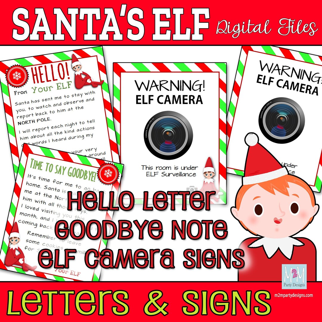 Hello Letter From Elf - Goodbye ELF LETTER- ELF Camera Sign Instant ...