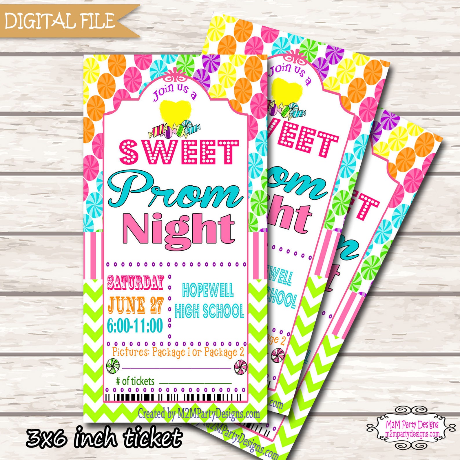 Prom Dance Candyland Theme Tickets. Invitation Candy Invite. Graduation ...