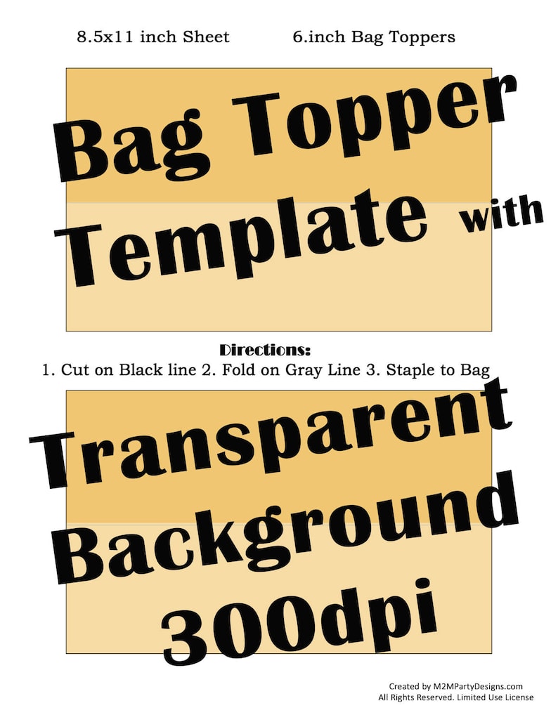 Bag Topper Template 6.5 Inch Instant Download PSD and PNG - Etsy