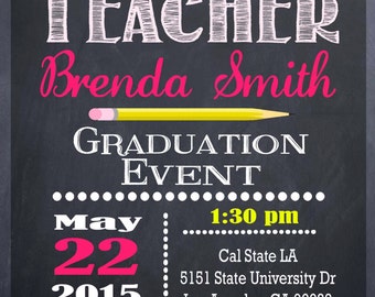 Teacher Education Degree Graduation Invitation Personalized | Etsy
