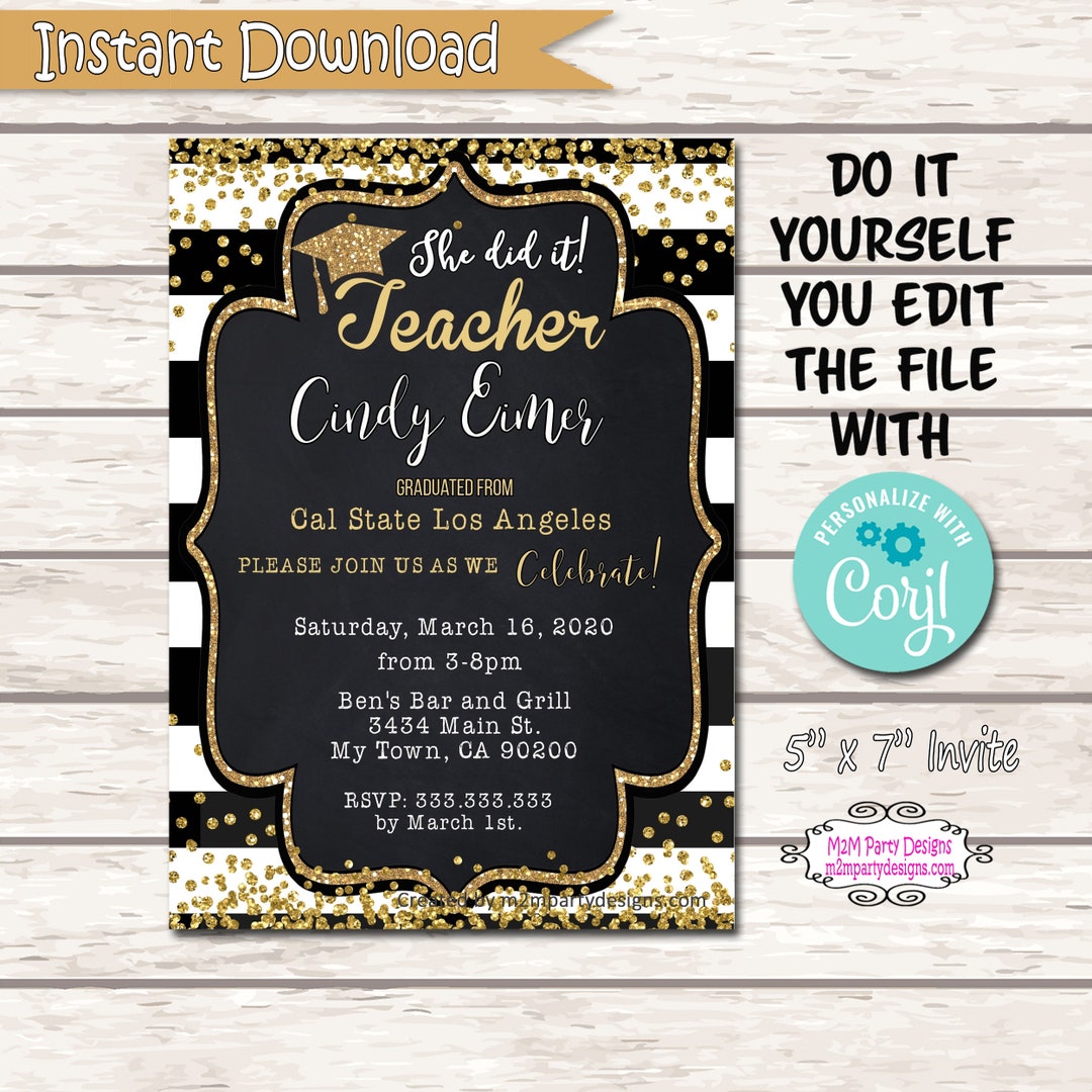 Teacher Graduation Invitation Invitation Personalized Graduation ...