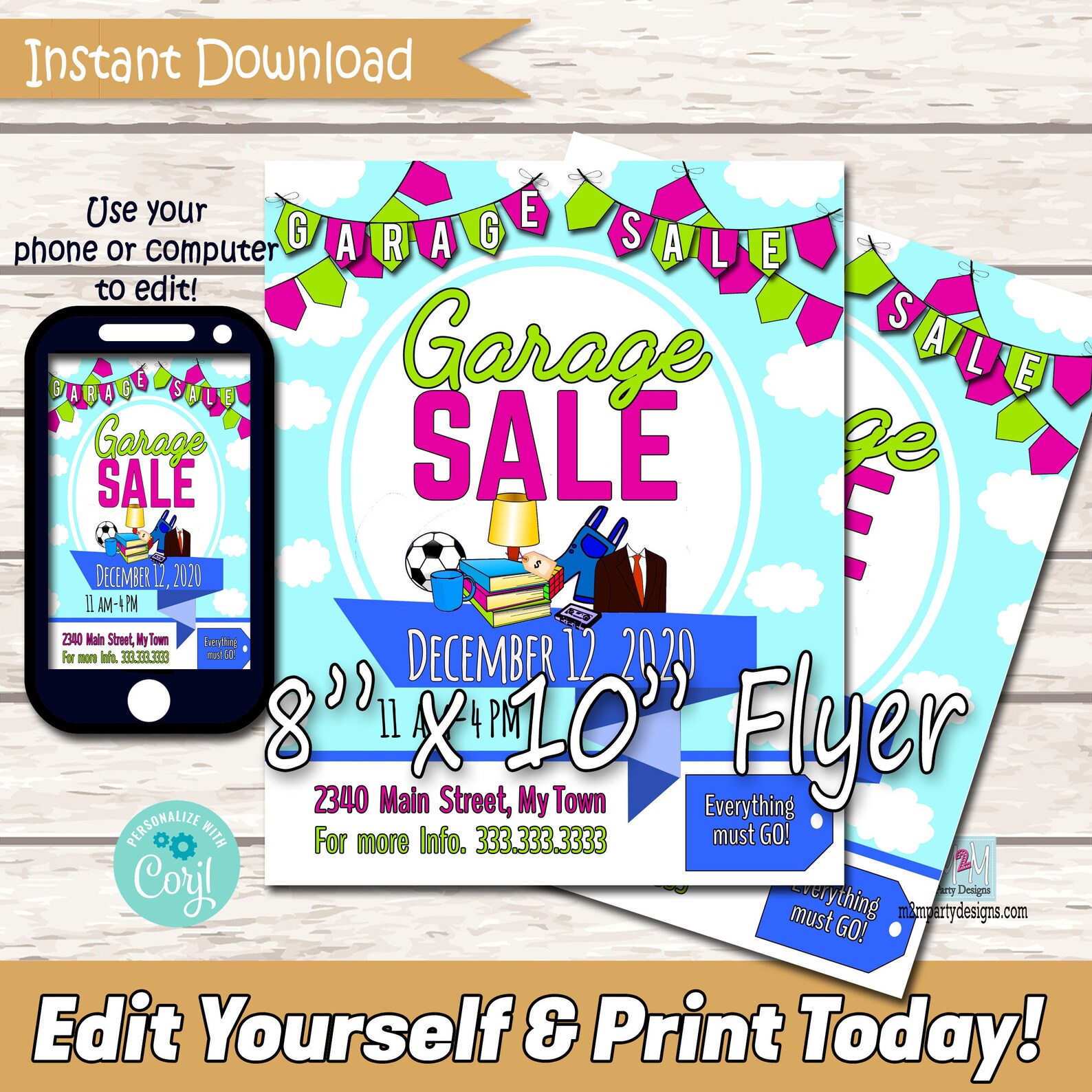 Garage Sale Flyer, Yard Sale Invitation School Event, Pto, Pta INSTANT ...