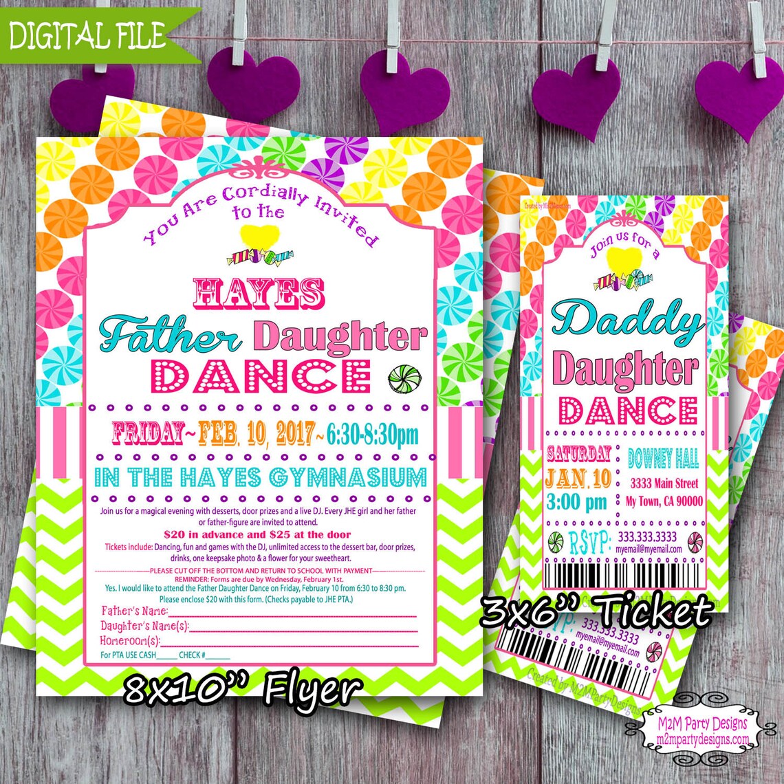 Daddy Daughter Dance Flyer or Ticket Dance Candyland - Etsy