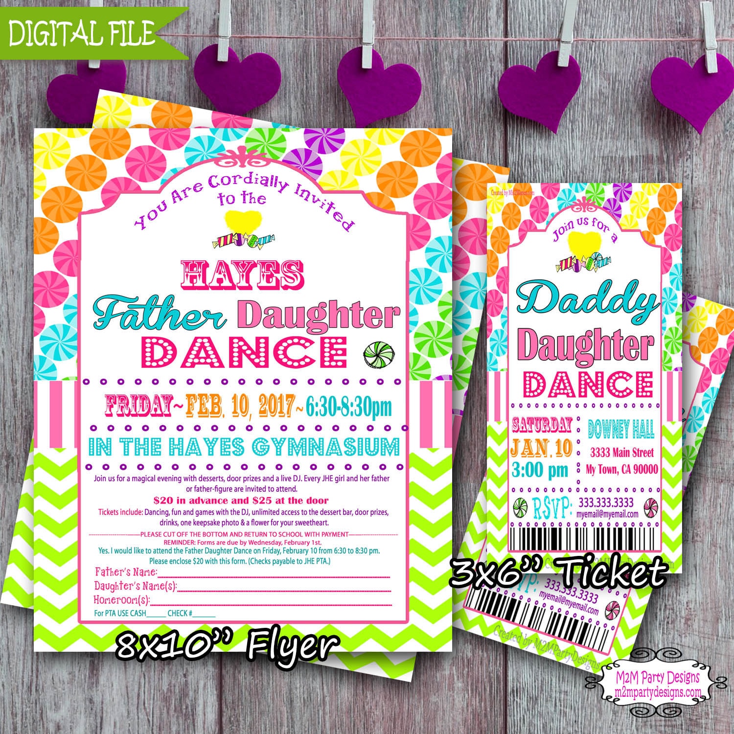 Daddy Daughter Dance Flyer or Ticket Dance Candyland | Etsy