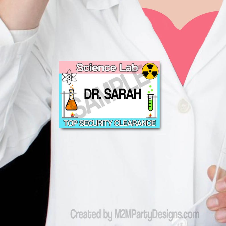 Scientist Name Tags, Science Party Tags, Digital, Instant Download, SET ...