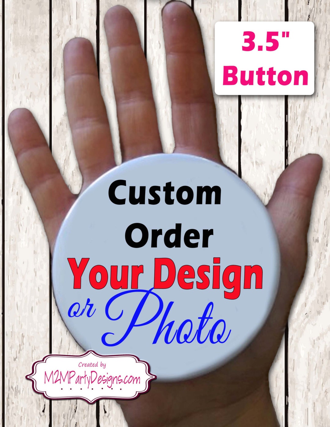 Custom Buttons for 3.5 Inch Personalized Buttons Pin Back Promotional ...