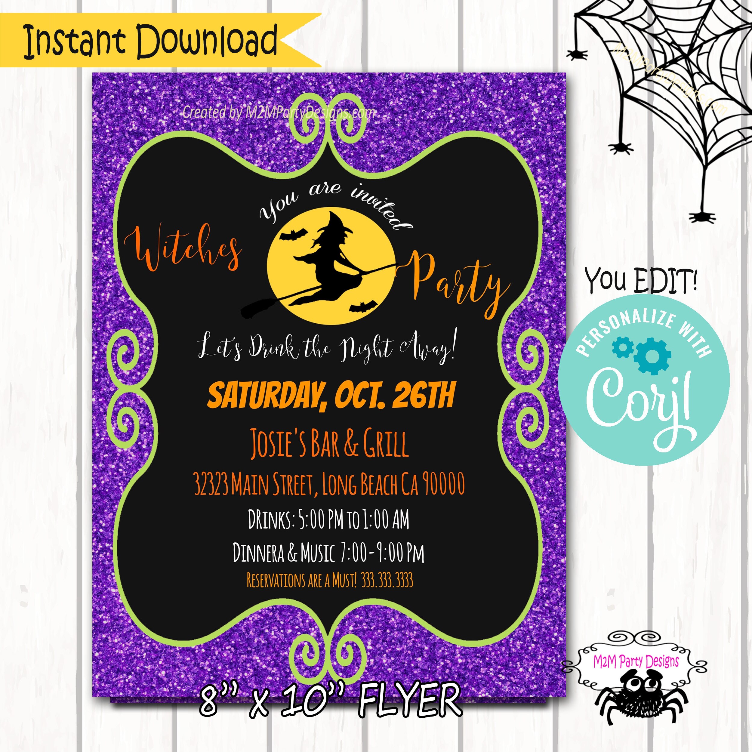 Halloween Party Flyer Witch Halloween 8x10 Flyer Witches - Etsy UK