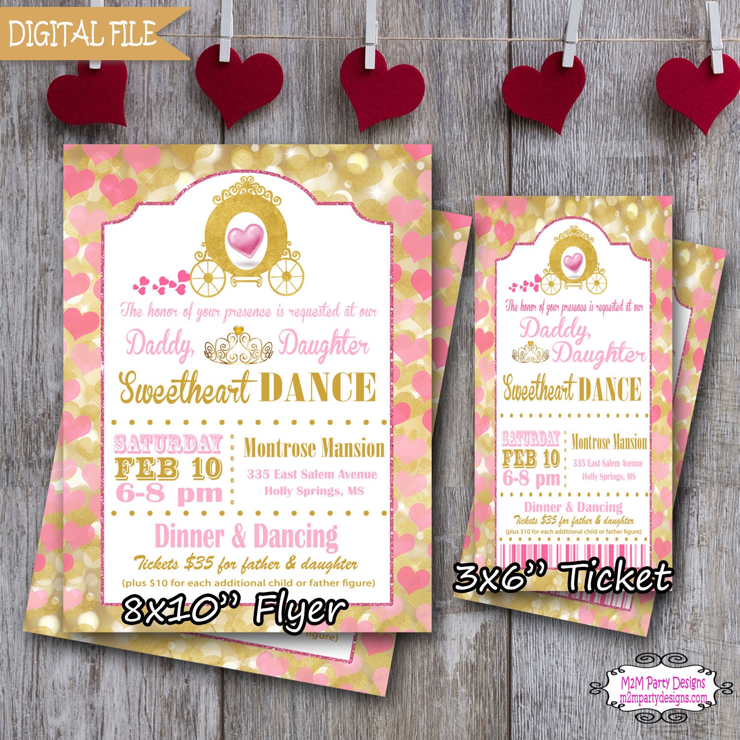 Daddy Daughter Dance Invitations Ticket or Flyer Dance | Etsy