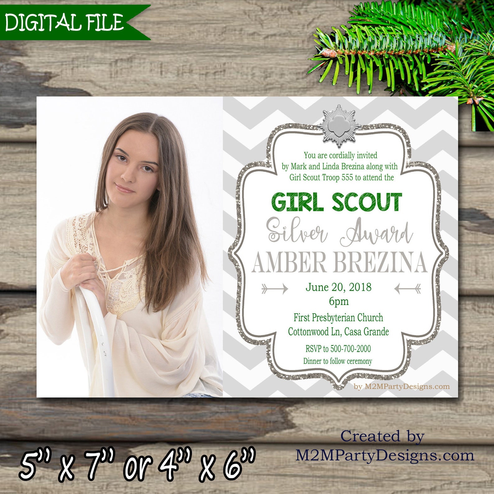Girl Scout Silver Award Invitations Courageous | Etsy